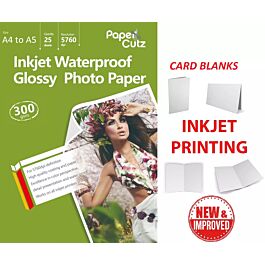 A4 to A5 Gloss 300GSM Card Blanks, INKJET, Photo Paper x25